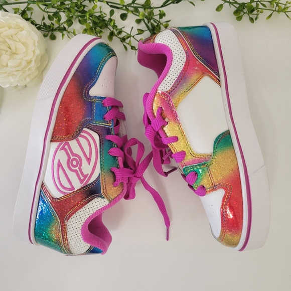Heelys | Shoes | Heelys Motion Plus Skate Shoes Pink Glitter Rainbow ...